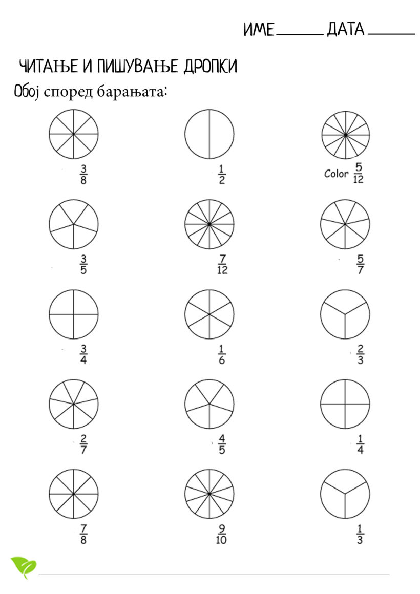 Читање и пишување дропки - Никулец Едукација